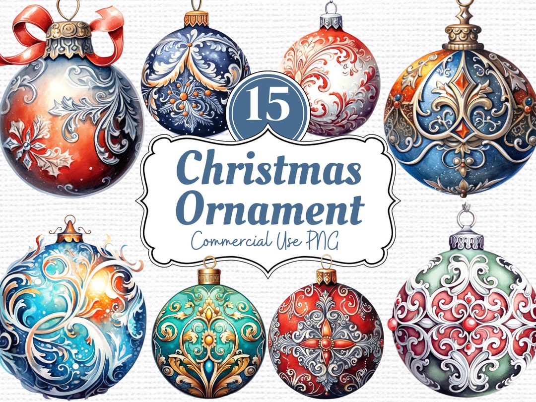 Christmas Tree Baubles / Ball Winter PNG Clipart - Watercolor Bundle ...