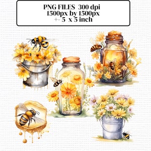 Honeybee Watercolor Png Clipart Bundle - Includes Honey Drips, Beehives ...