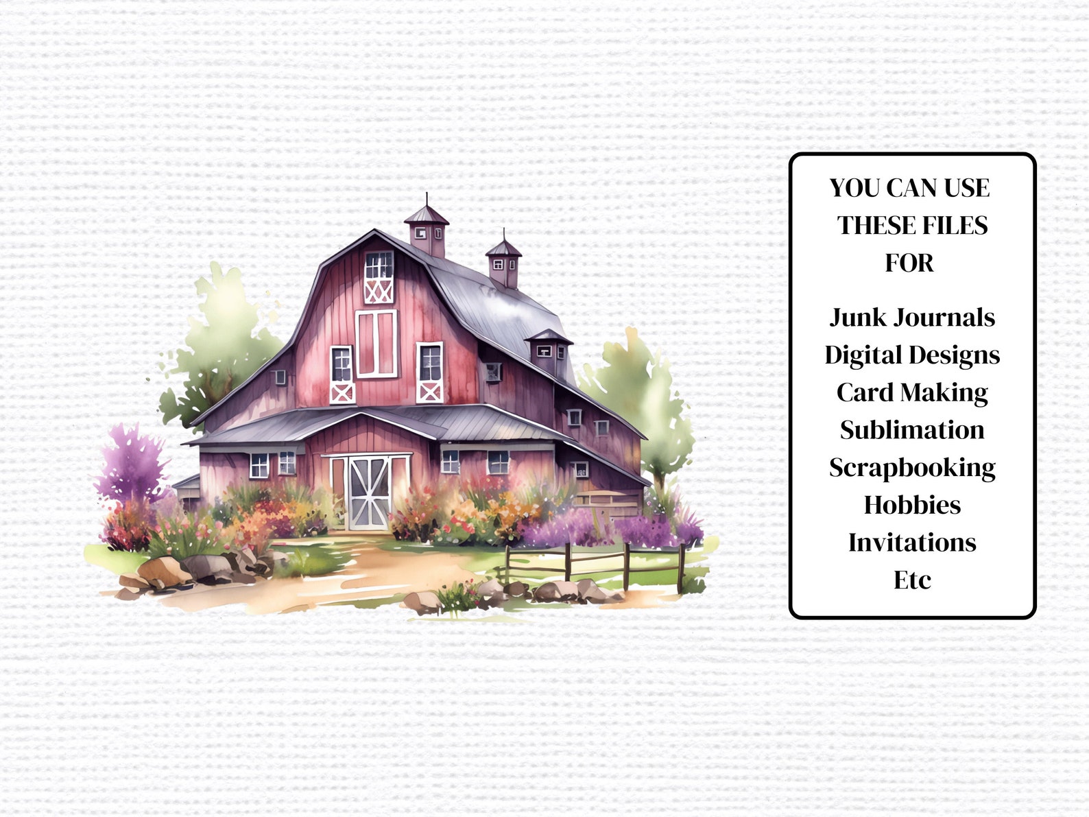 20 Pink Farm Barn Watercolor Clipart Bundle PNG Farmhouse - Etsy