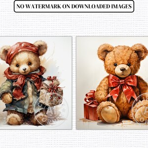 Christmas Teddy Bear Winter PNG Clipart - Watercolor Bundle - Perfect ...