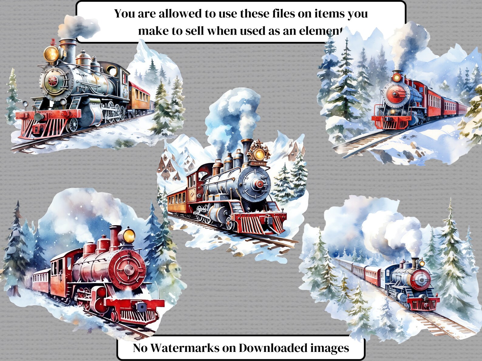 Christmas Polar Express Train PNG Clipart Graphics Winter Watercolor ...