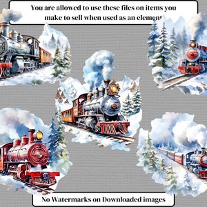 Christmas Polar Express Train PNG Clipart Graphics - Winter Watercolor ...