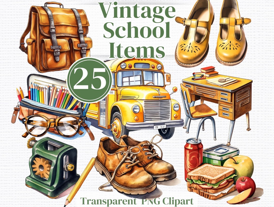 Retro Back to School Png Clipart-watercolor Teacher Educational Bundle ...