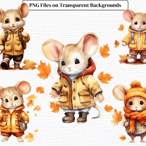 Autumn Mice Png Watercolor Clipart, Mouse Images for Planners, Tumblers ...