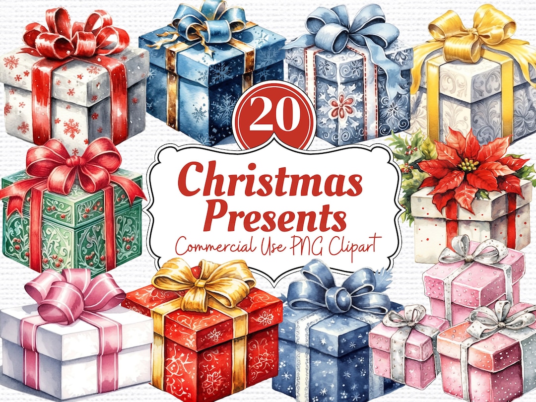 Christmas Gift Box / Presents PNG Clipart - Winter Watercolor Bundle ...