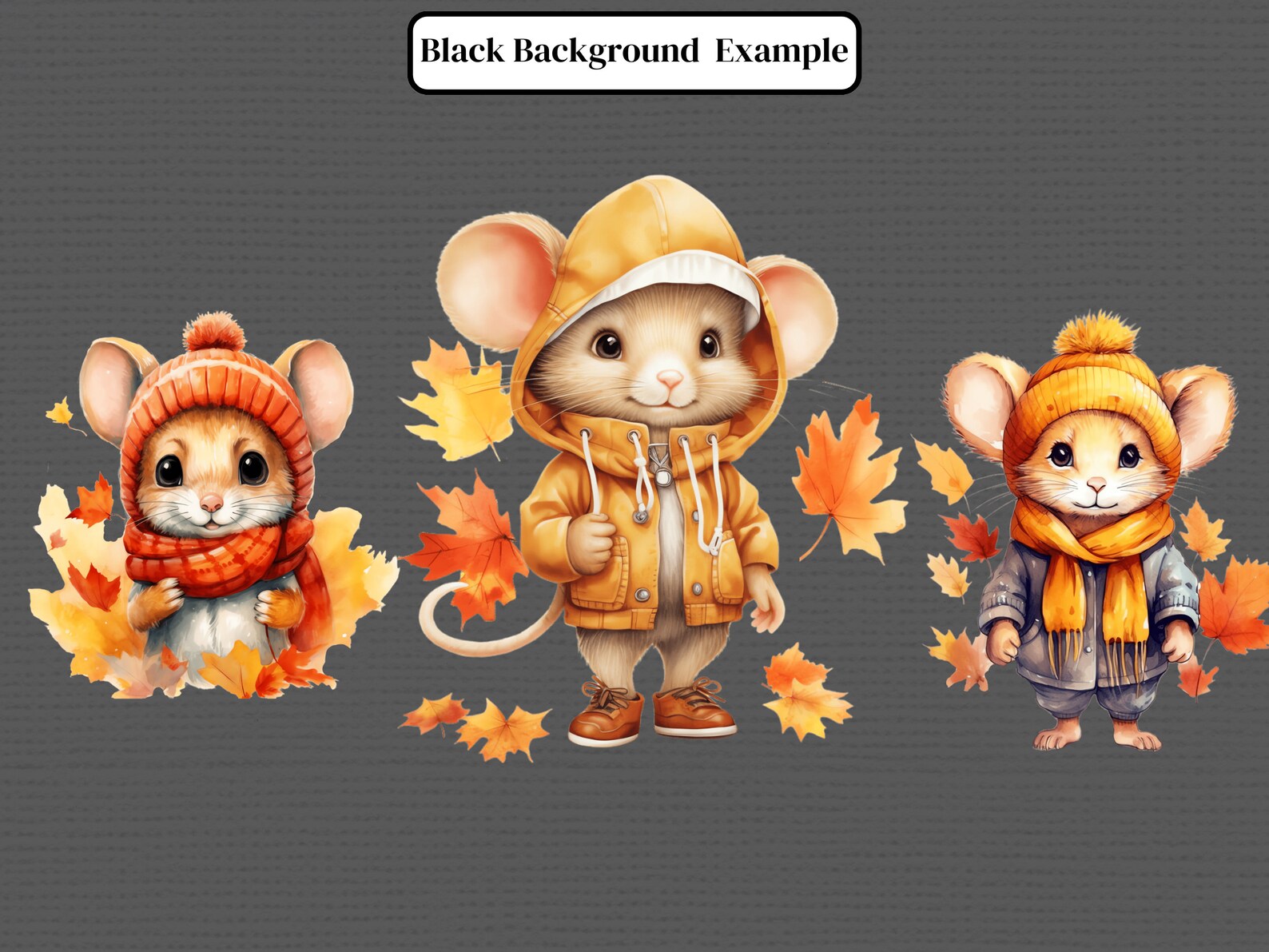 Autumn Mice Png Watercolor Clipart Mouse Images for Planners - Etsy