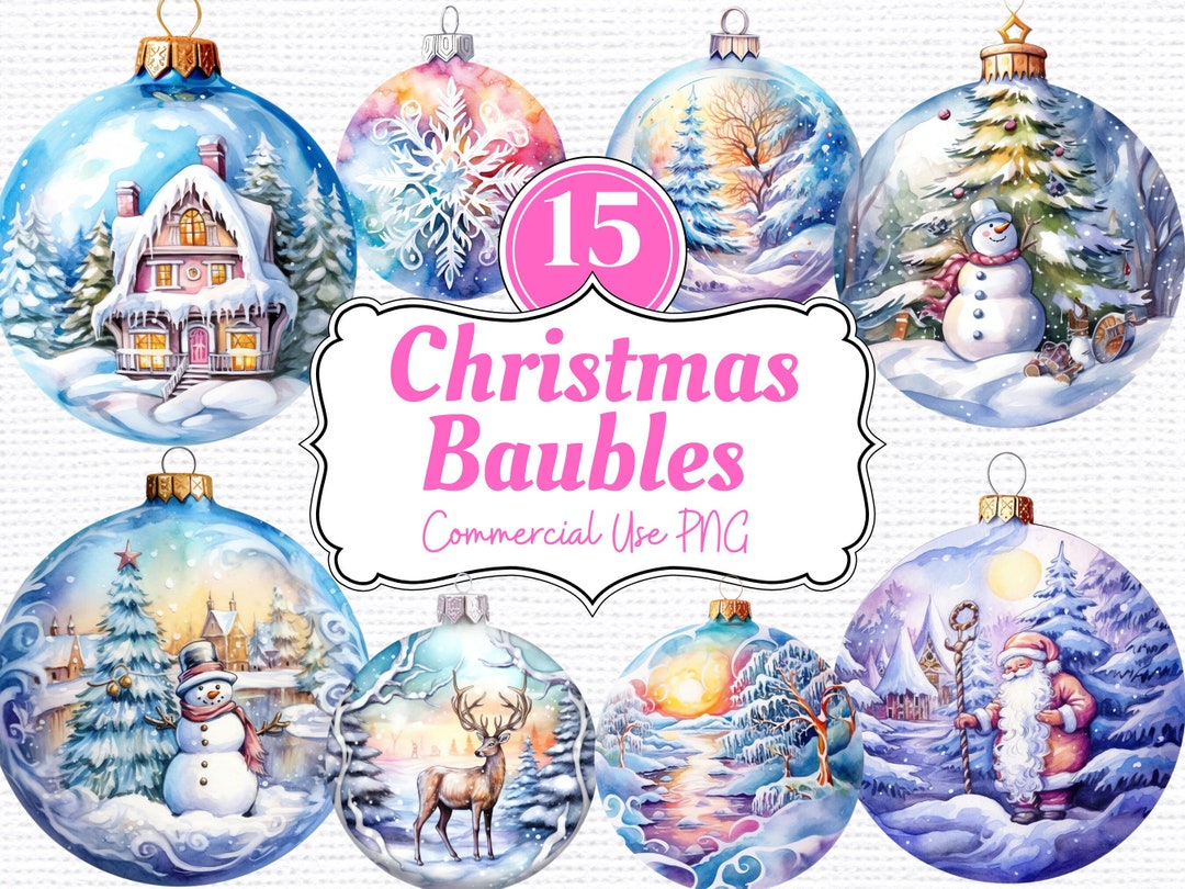 Christmas Tree Baubles / Ball Winter PNG Clipart - Watercolor Bundle ...