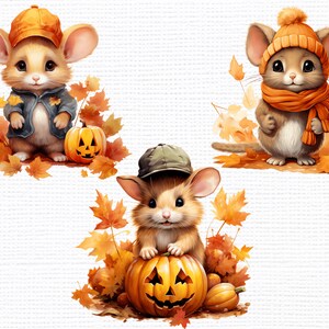 Autumn Mice Png Watercolor Clipart, Mouse Images for Planners, Tumblers ...