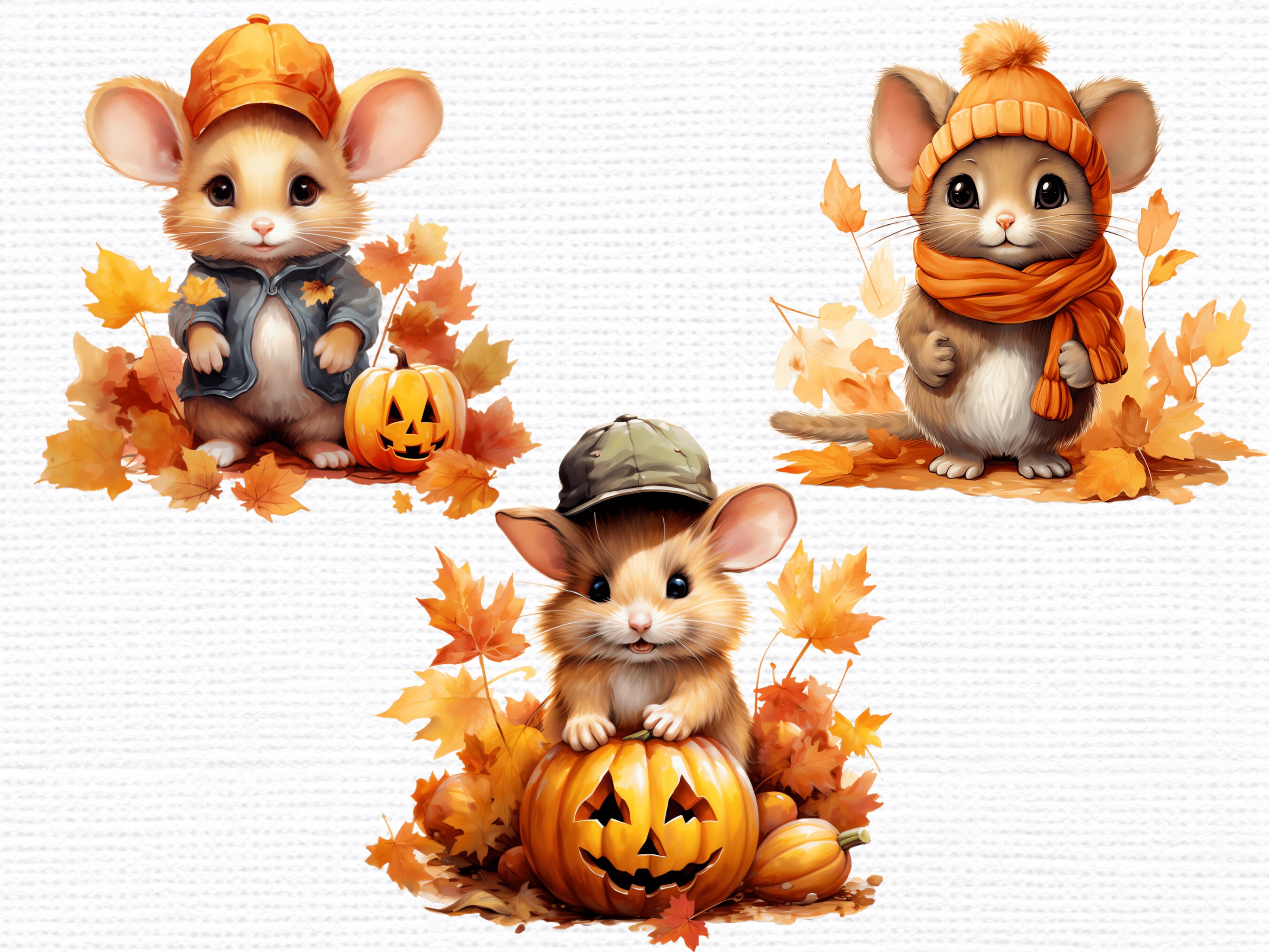 Autumn Mice Png Watercolor Clipart Mouse Images for Planners - Etsy
