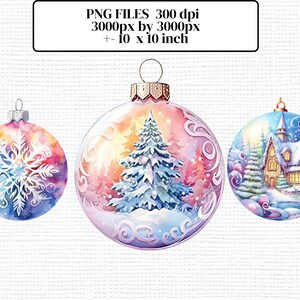 Christmas Tree Baubles / Ball Winter PNG Clipart - Watercolor Bundle ...