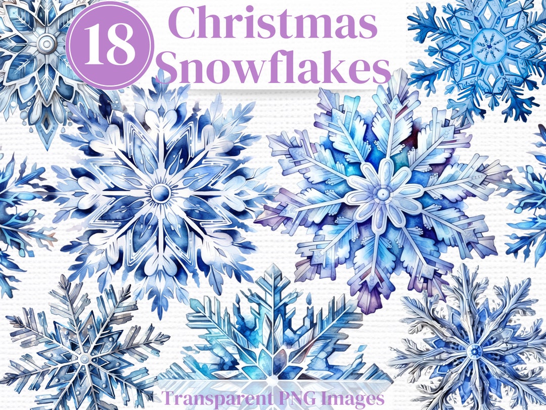 Christmas Snowflake Clipart Png - Winter Watercolor Bundle - Perfect ...