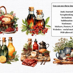 Rustic Christmas Kitchen Png Clipart - Cottagecore Watercolor Bundle ...