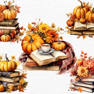 Autumn / Fall Books PNG Clipart - Watercolor Reading Bundle - Perfect ...