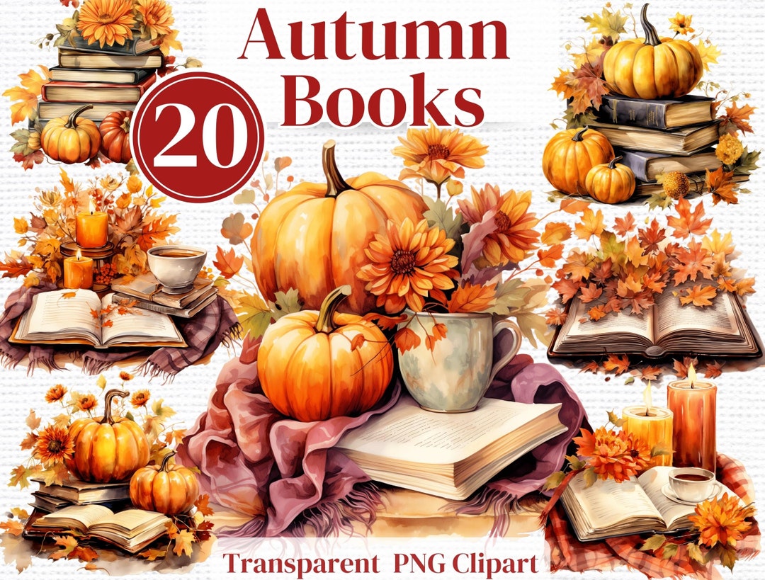 Autumn / Fall Books PNG Clipart - Watercolor Reading Bundle - Perfect ...