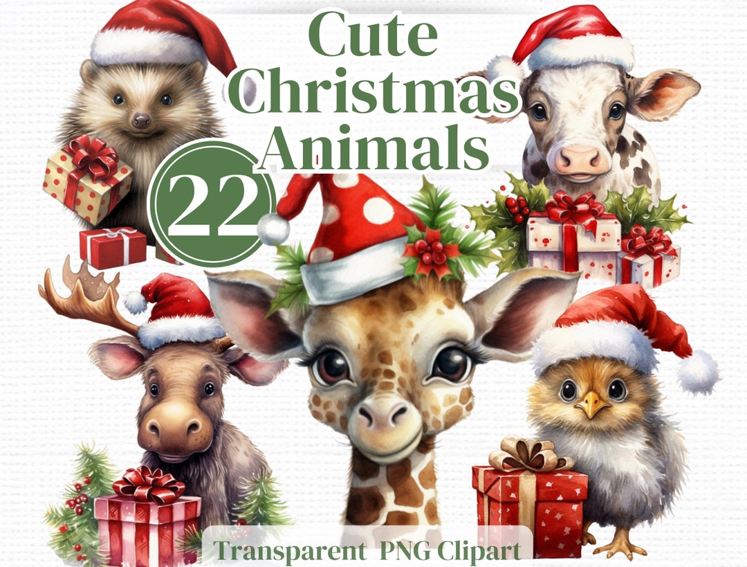 Cute Baby Christmas Animals Png Clipart - Watercolor Winter Bundle ...