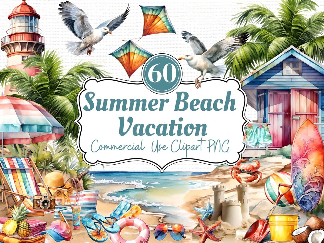 Seasonal Summer Fun Beach Vacation Png - Seasonal Clipart Collection ...