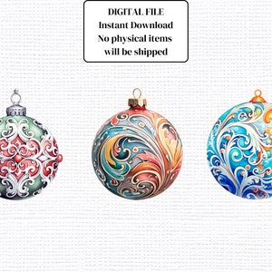 Christmas Tree Baubles / Ball Winter PNG Clipart - Watercolor Bundle ...