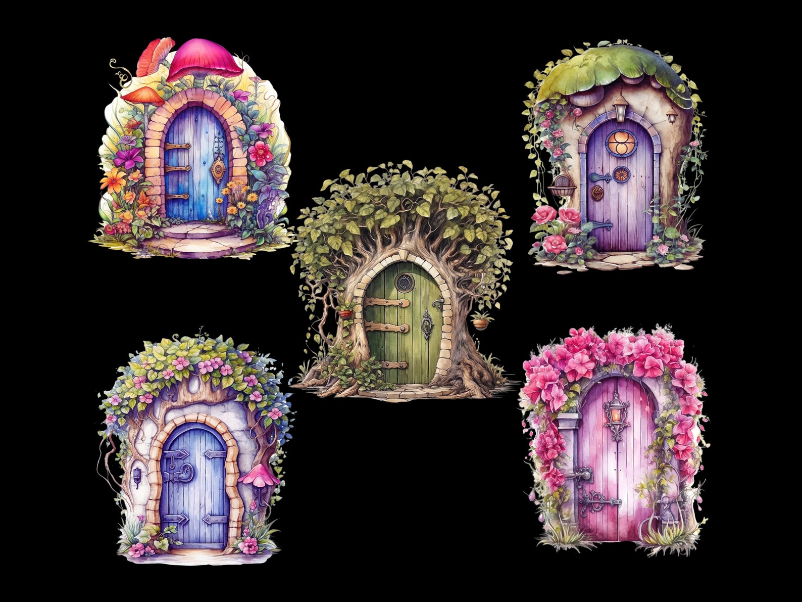 Magic Fairy / Pixie House Door PNG Clipart watercolor Bundle Pack ...