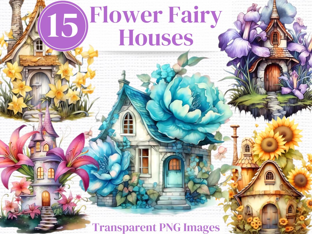 Flower Fairy / Pixie House PNG Clipart -magic Watercolor Bundle Pack ...