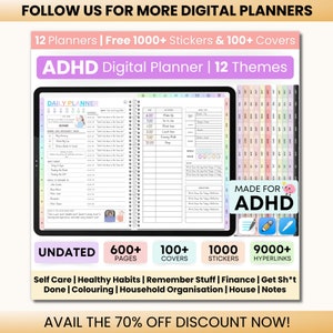 Dark Mode All-in-one Digital Planner 2024, 2025, 2026, Undated Digital ...