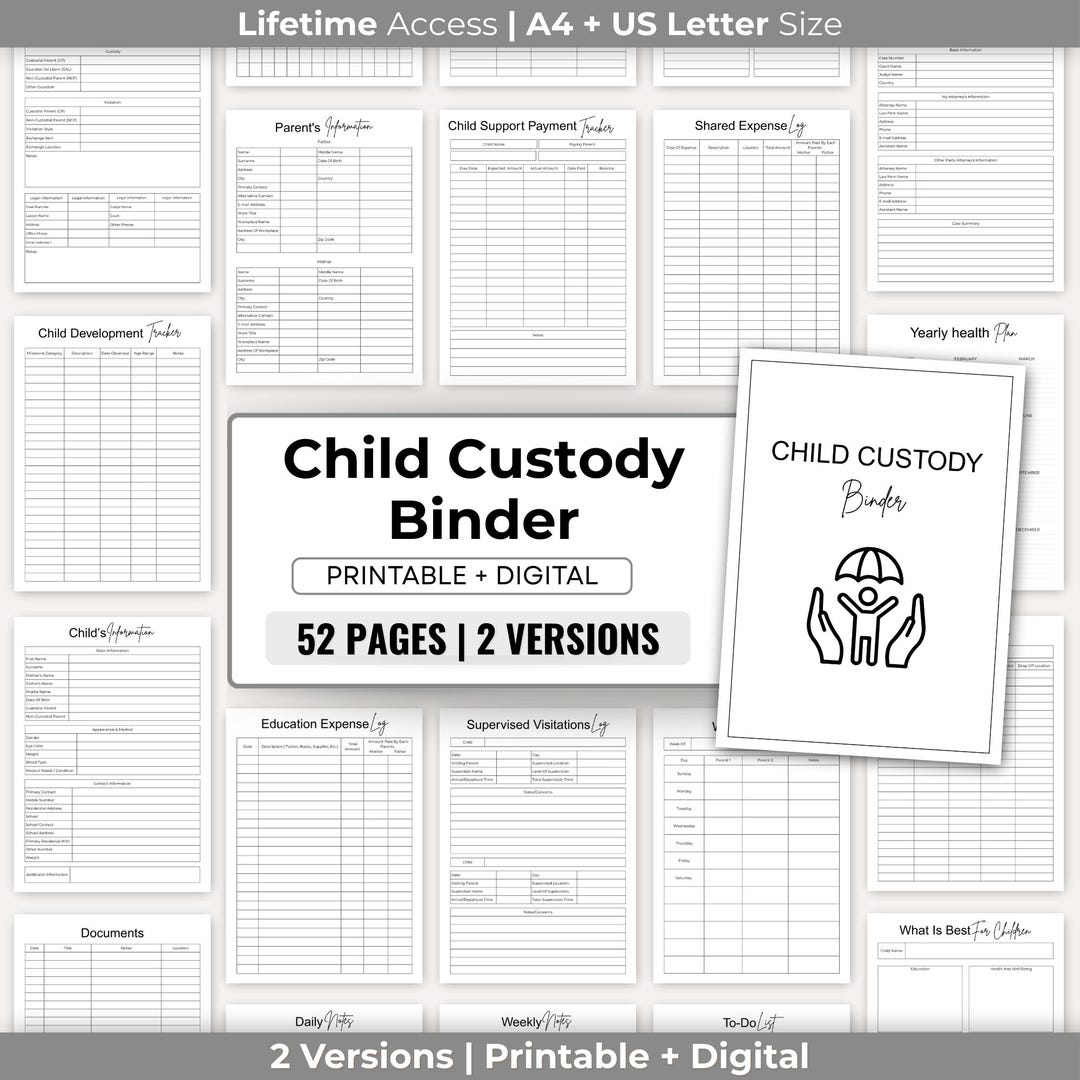 Child Custody Binder, Custody Planner Printable, Coparenting Calendar ...