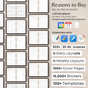 Boho All-in-one Digital Planner 2024, 2025, Digital Planner, Weekly ...