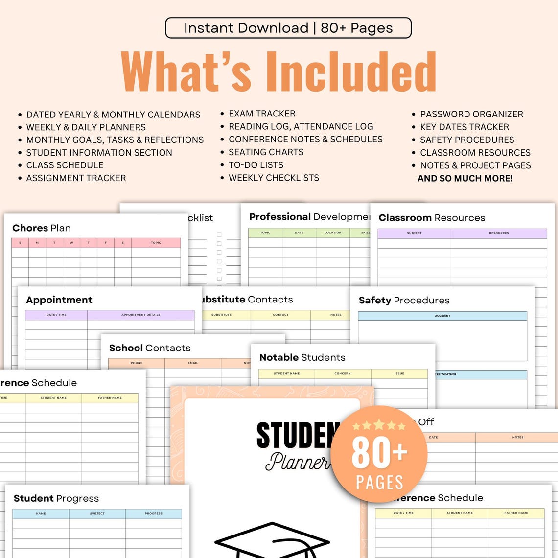 Printable Student Planner Bundle, Study Planner Bundle, Academic ...