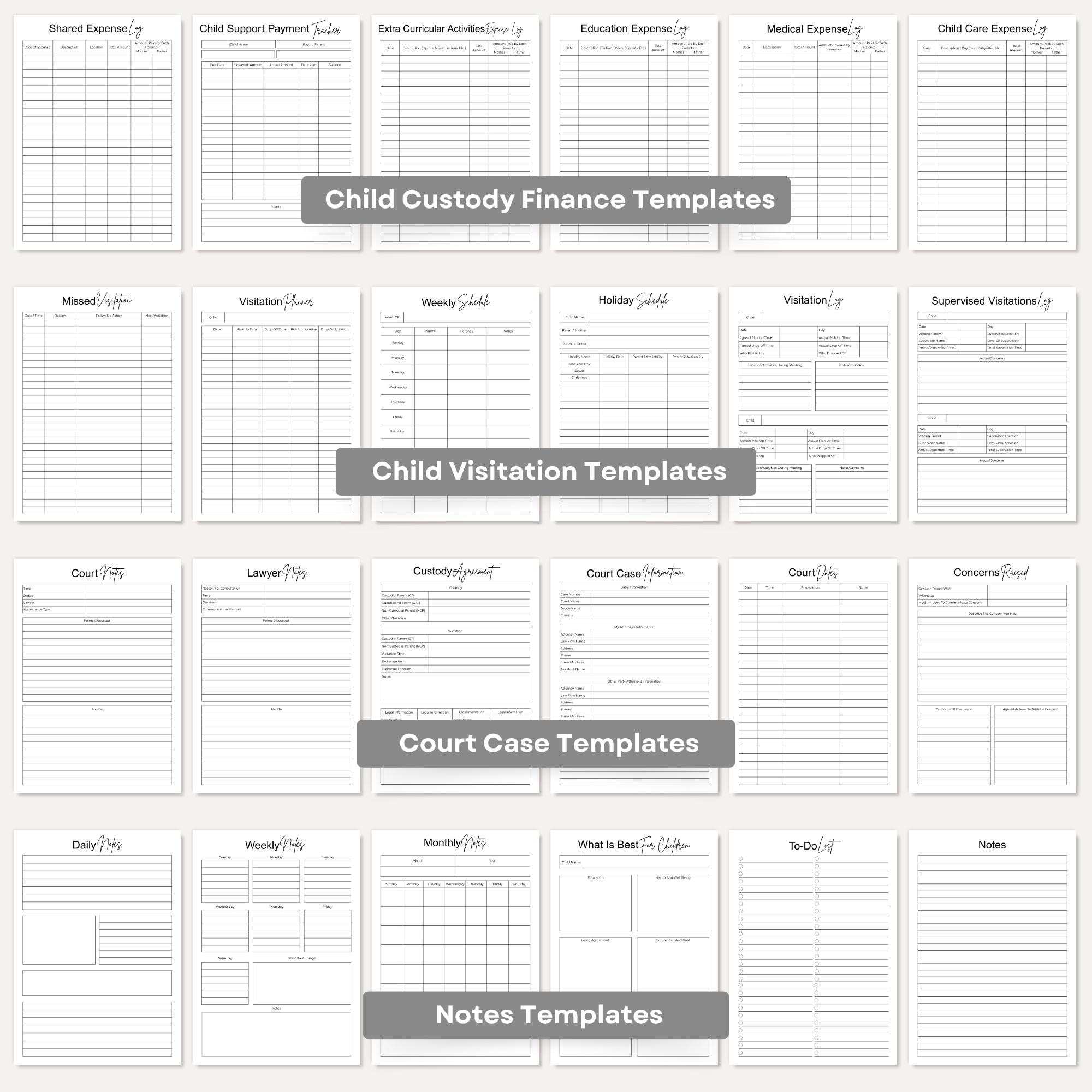 Child Custody Binder, Custody Planner Printable, Coparenting Calendar ...