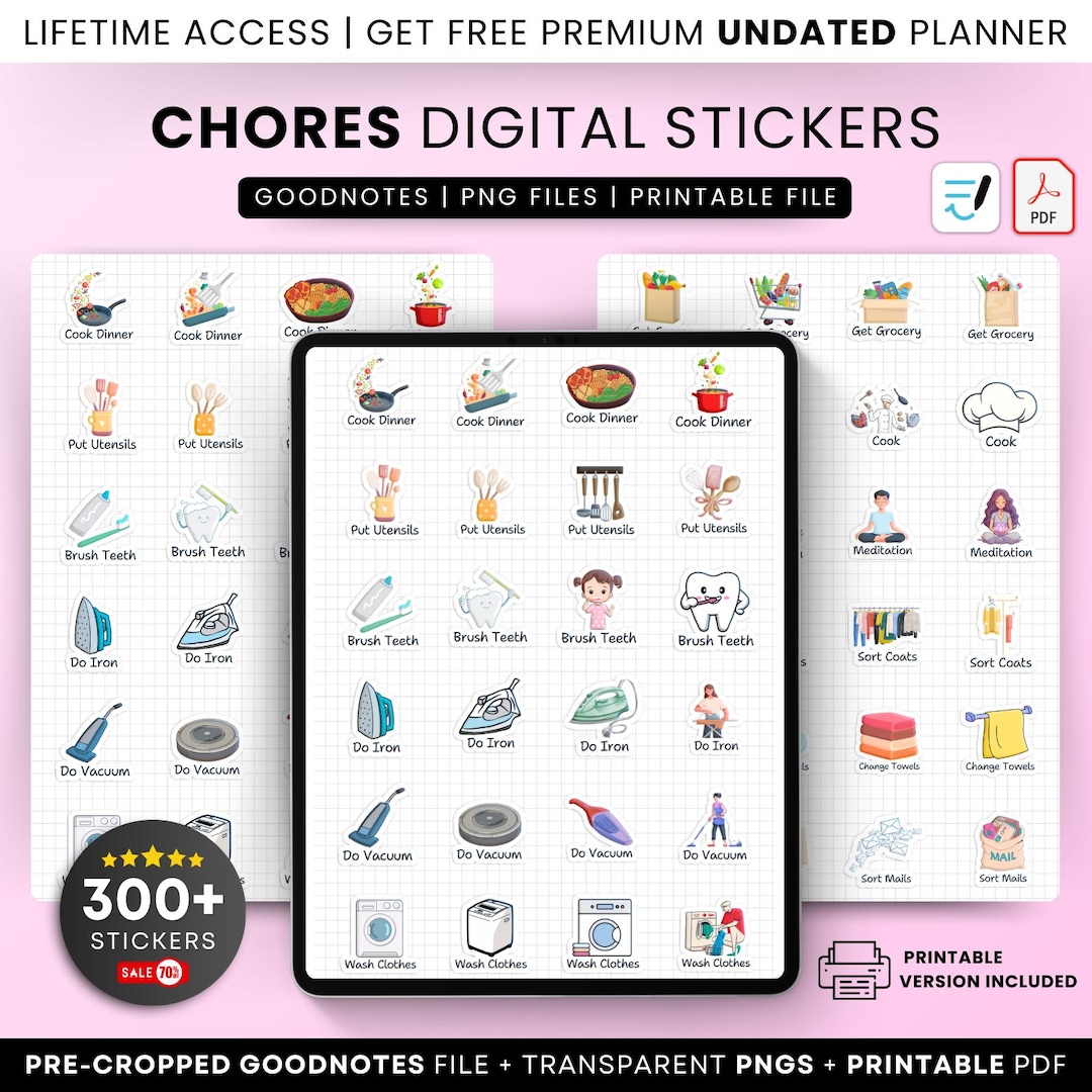 House Chore Goodnotes Stickers | Personal Chore Digital Stickers| Home ...