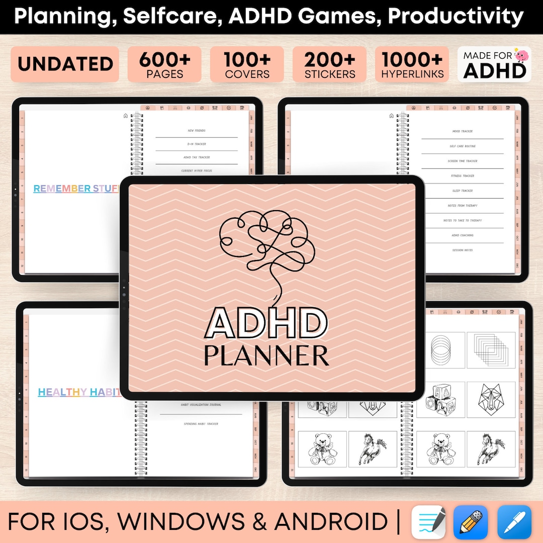 ADHD Digital Planner, Undated Digital Planner, ADHD Planner, iPad ...