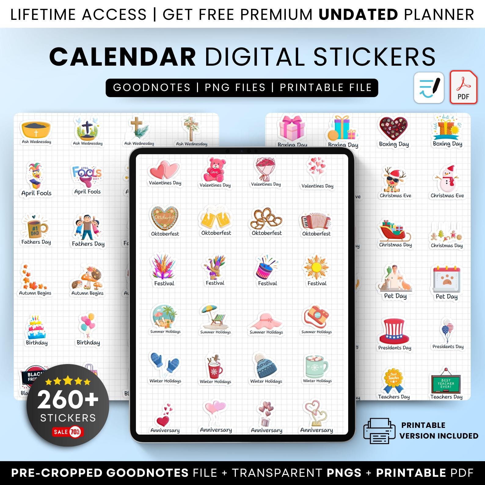 Calendar Digital Stickers Digital Planner Stickers STICKER BOOK for ...