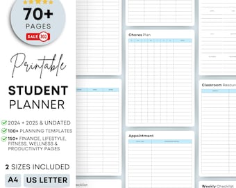 Printable Student Planner Bundle College School Planner Academic Student Planner A4 Letter ...