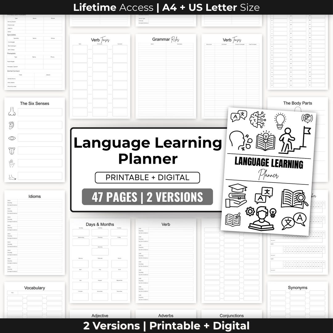 Language Learning Planner, Digital Vocabulary Workbook, iPad Goodnotes ...