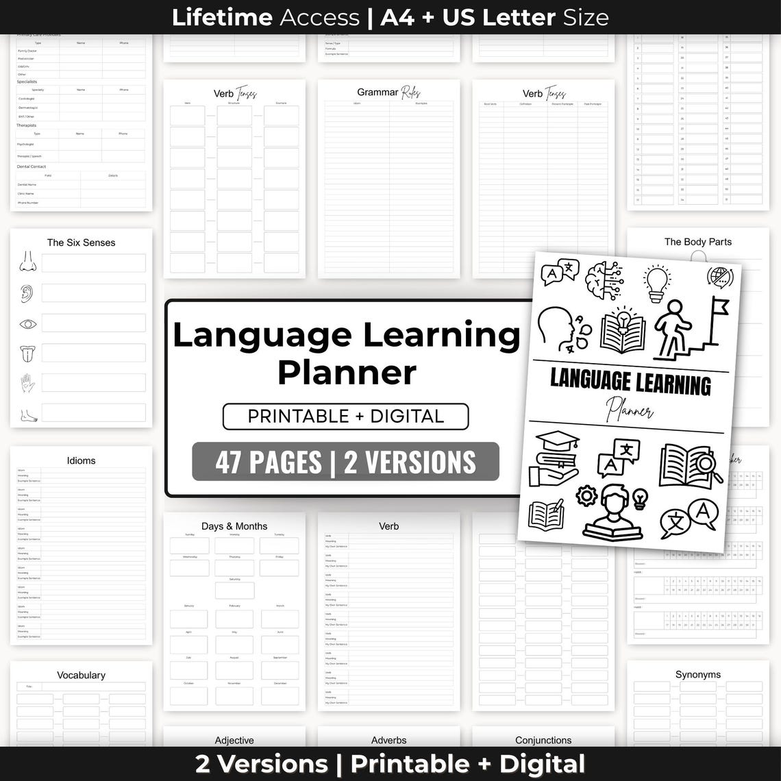 Language Learning Planner, Digital Vocabulary Workbook, iPad Goodnotes ...