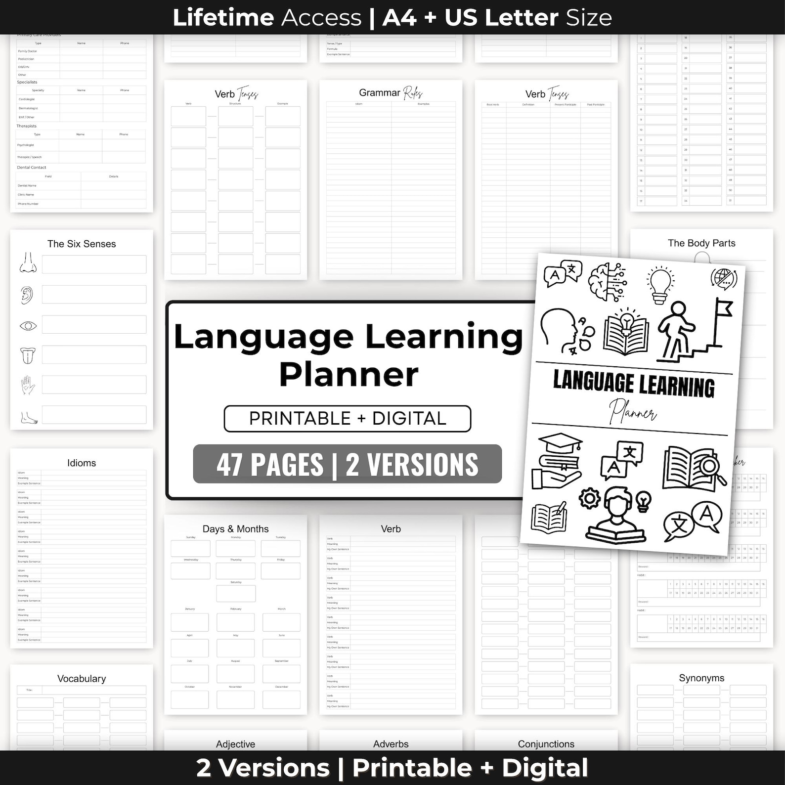 Language Learning Planner, Digital Vocabulary Workbook, iPad Goodnotes ...