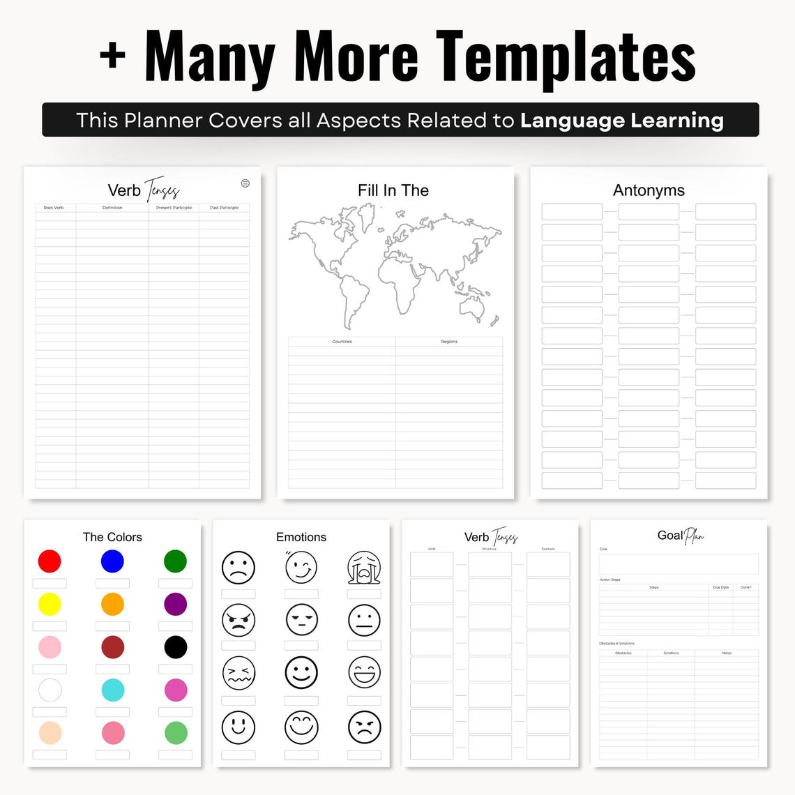 Language Learning Planner, Digital Vocabulary Workbook, iPad Goodnotes ...