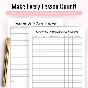Teacher Planner Printable and Digital | Undated Teaching Binder, Lesson ...