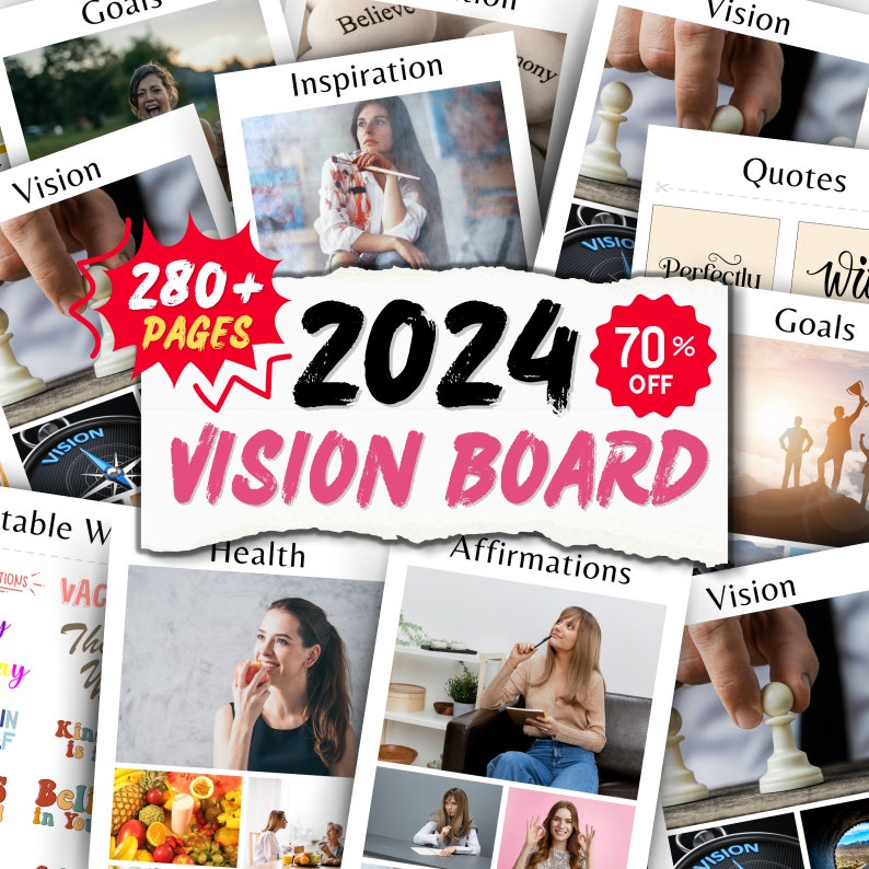 Ultimate Vision Board Kit Bundle 2024 Vision Board Printable Law Of