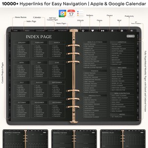 Dark Mode All-in-one Digital Planner 2024, 2025, 2026, Undated Digital ...