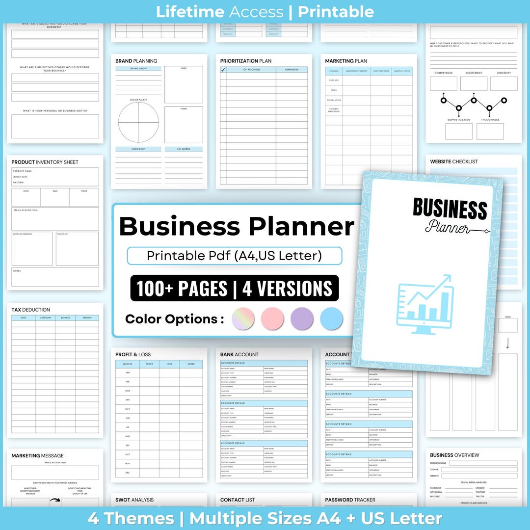 Printable Business Planner Bundle, Small Business, Product and Social ...