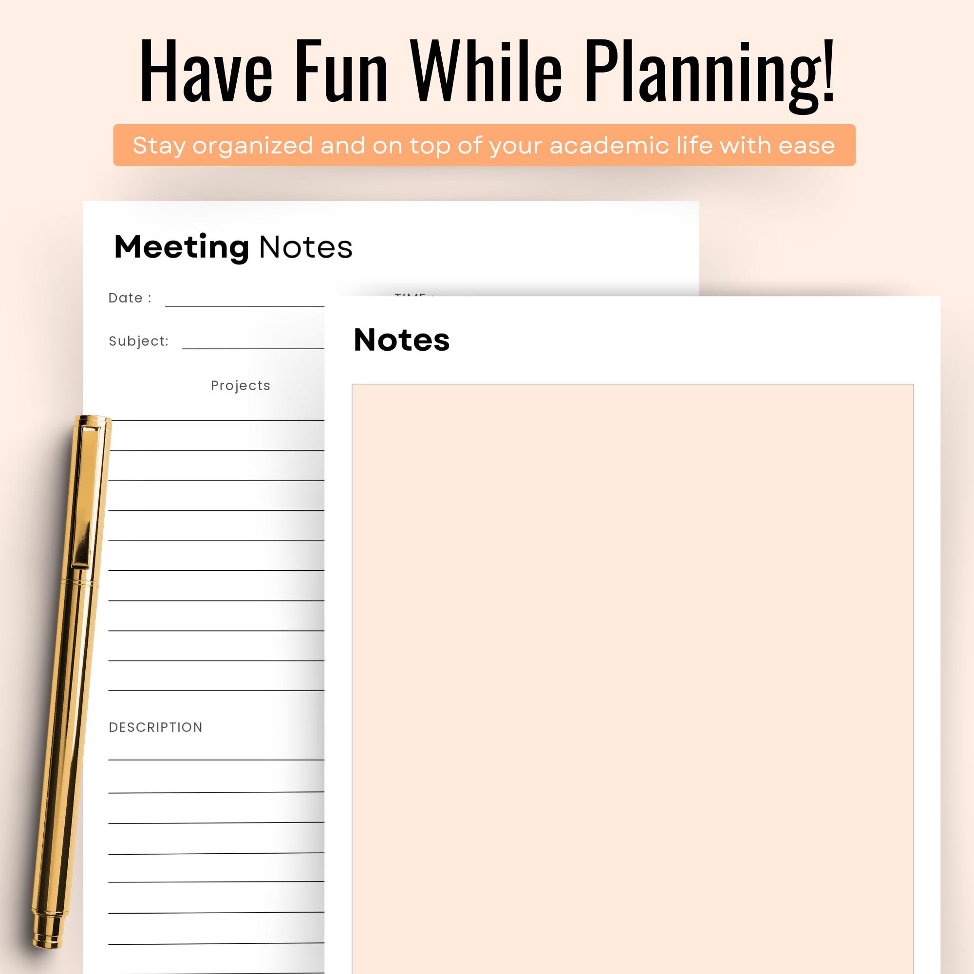 Printable Student Planner Bundle, Study Planner Bundle, Academic ...