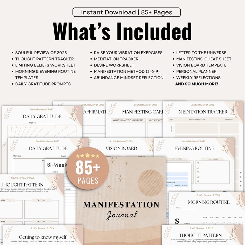 2025 Manifestation Journal Printable | Law of Attraction, Vision Board ...