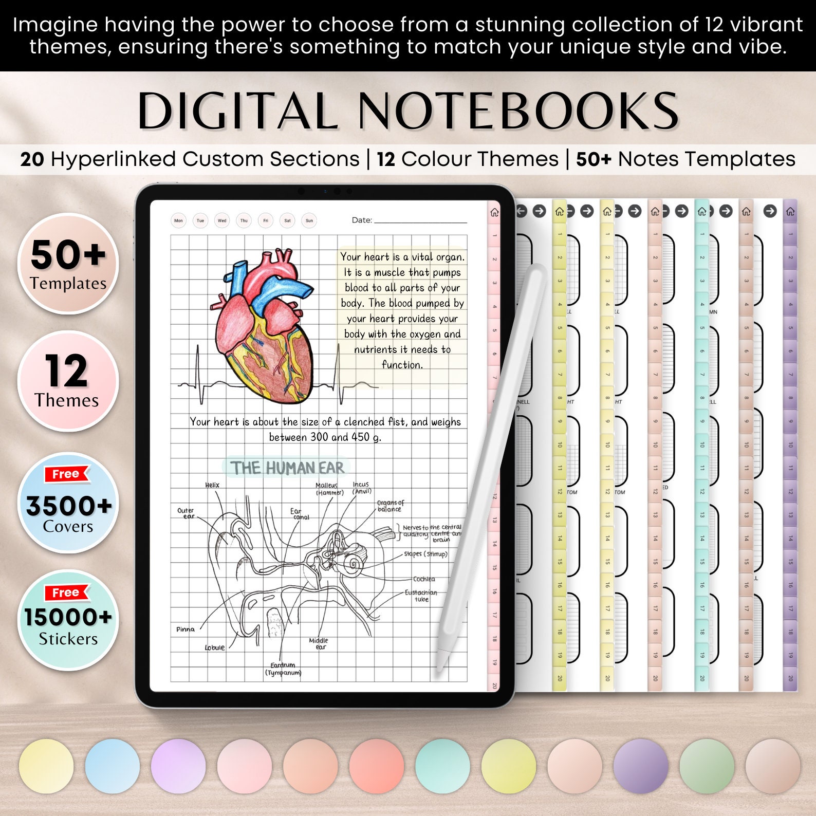 Portrait Digital Notebook | Goodnotes Notebook, iPad Notebook, Student ...