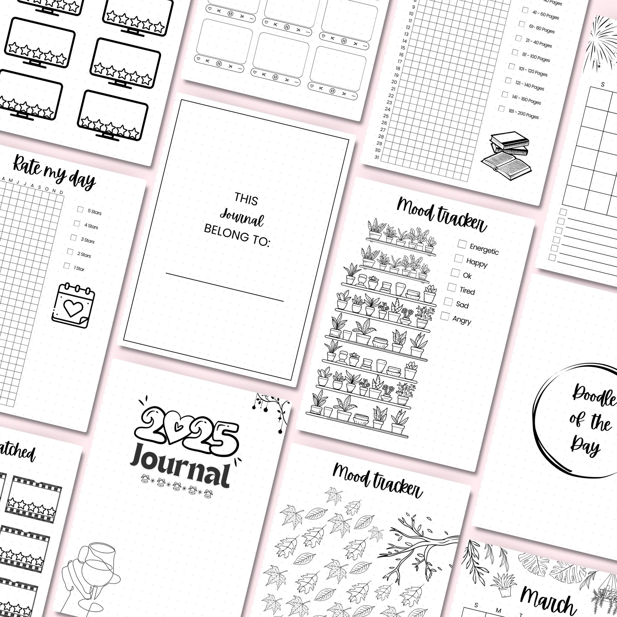 2025 Mega Bullet Journal Bundle: 350+ Printable Pages With Habit ...