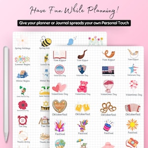 Holiday Digital Stickers, Seasonal Stickers, Holidays Stickers, Digital ...