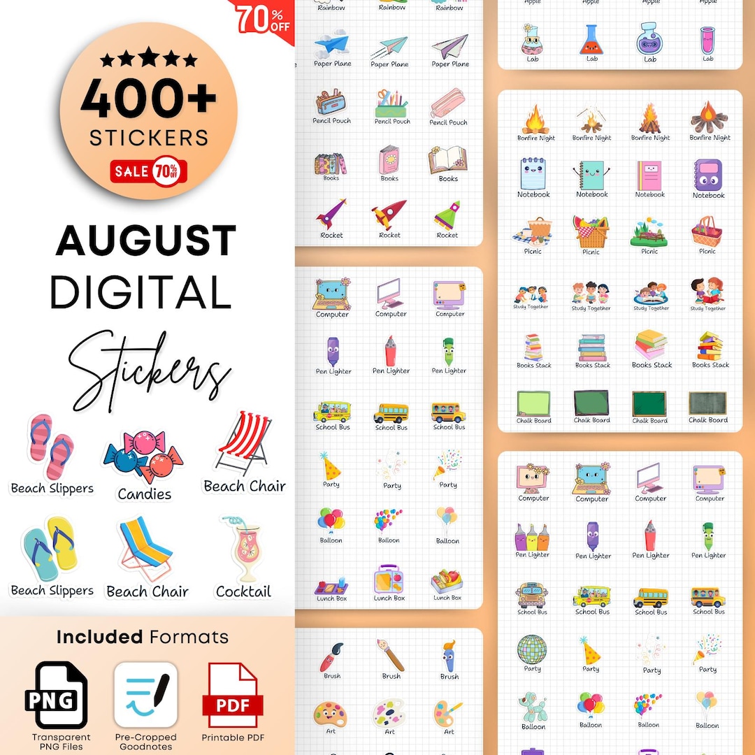 August 2024 Digital Stickers for Goodnotes, August Goodnotes Monthly ...