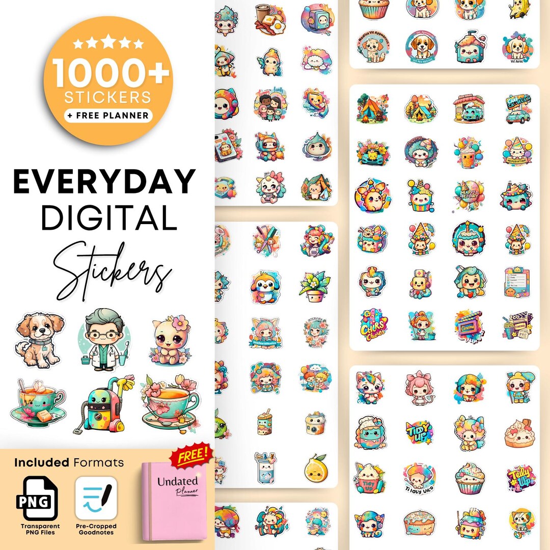 1000+ Everyday Life Digital Stickers, Daily Planner Stickers, iPad ...