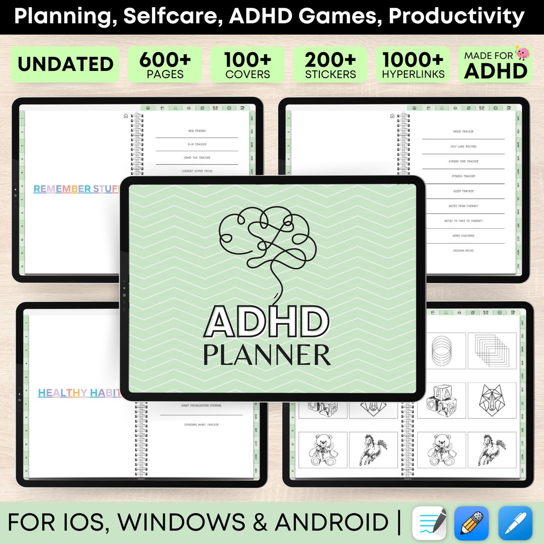 ADHD Digital Planner, Undated Digital Planner, ADHD Planner, iPad ...