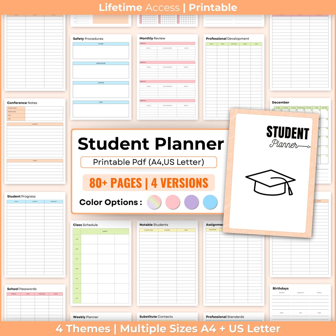 Printable Student Planner Bundle, Study Planner Bundle, Academic ...