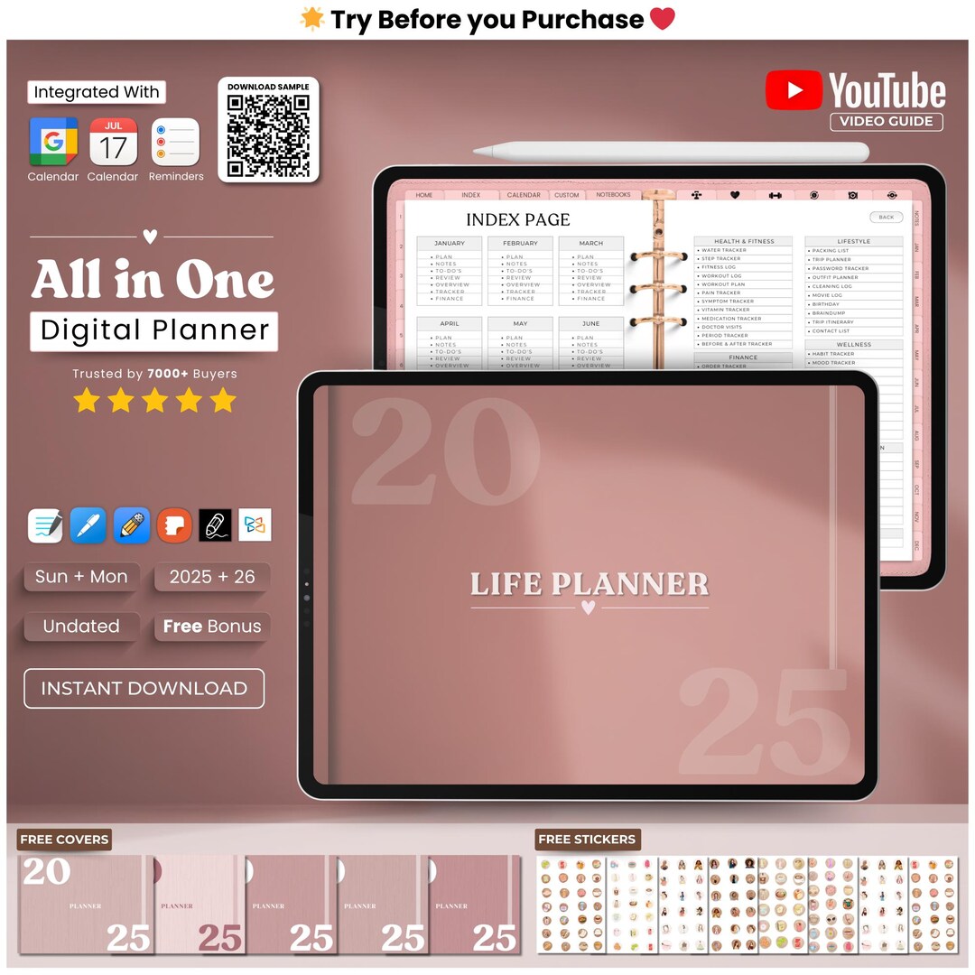 2025 Digital Planner for Goodnotes, Notability, iPad & Tablet ...